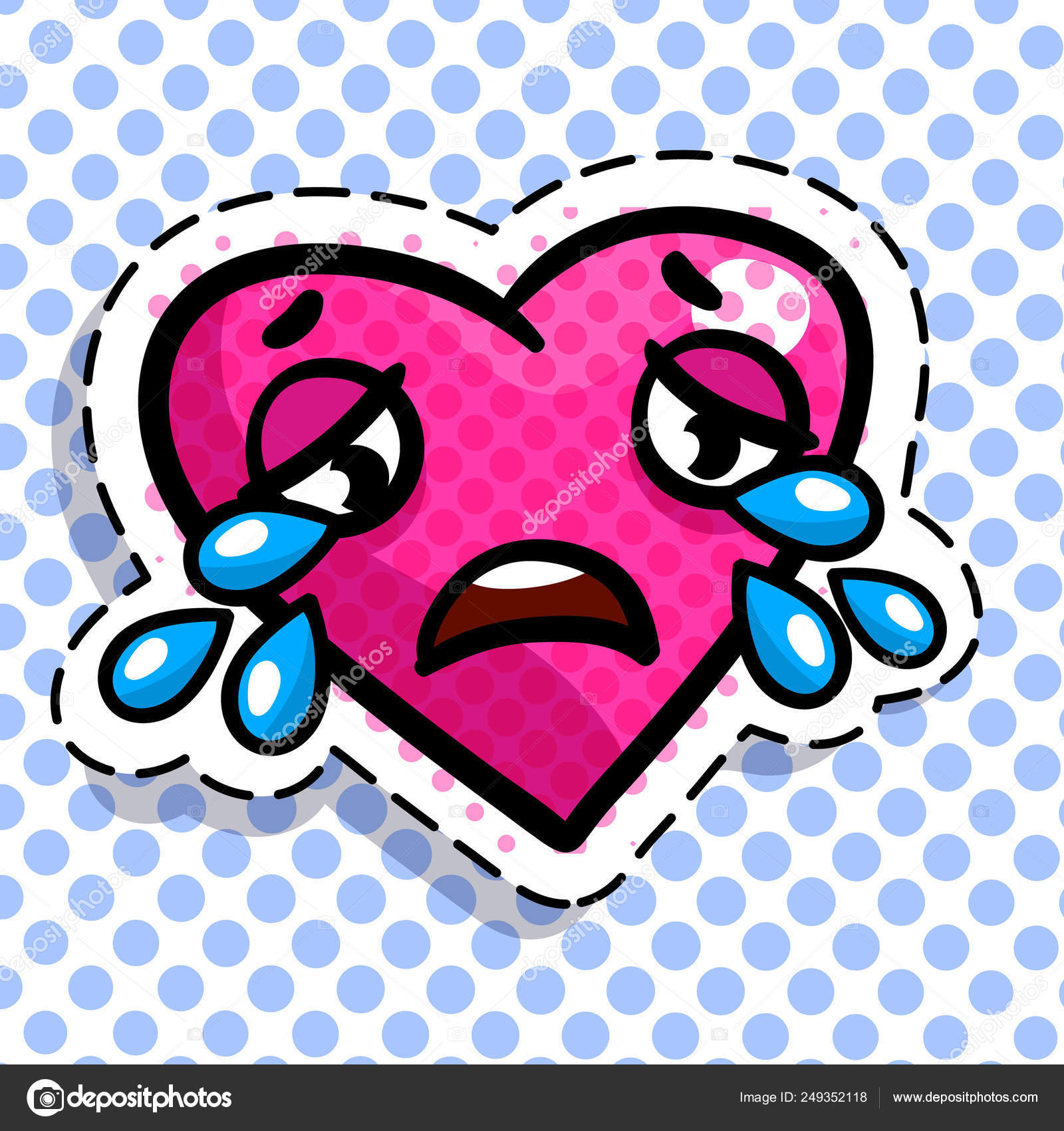 Corazón Rojo Llorando Sobre Fondo Puntos Vector de stock por ...