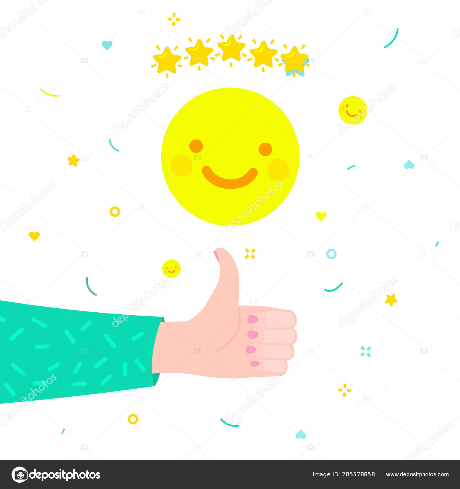 Hand with thumbs down and thumbs up to rating stars. Flat design Stock ...