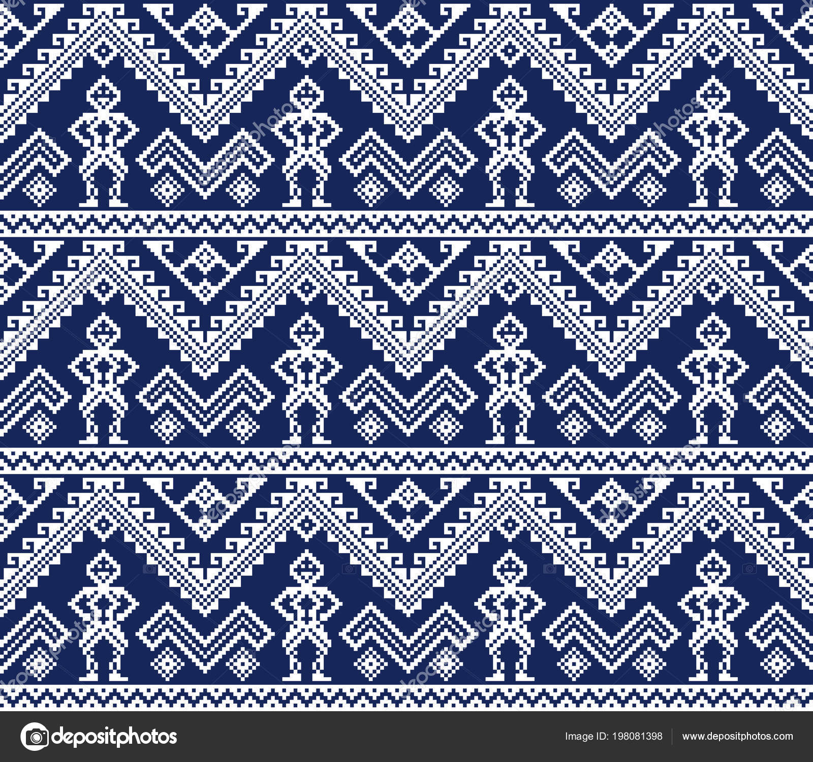 Seamless Geometric Ethnic Pattern Navy Blue White Colors Philippine ...
