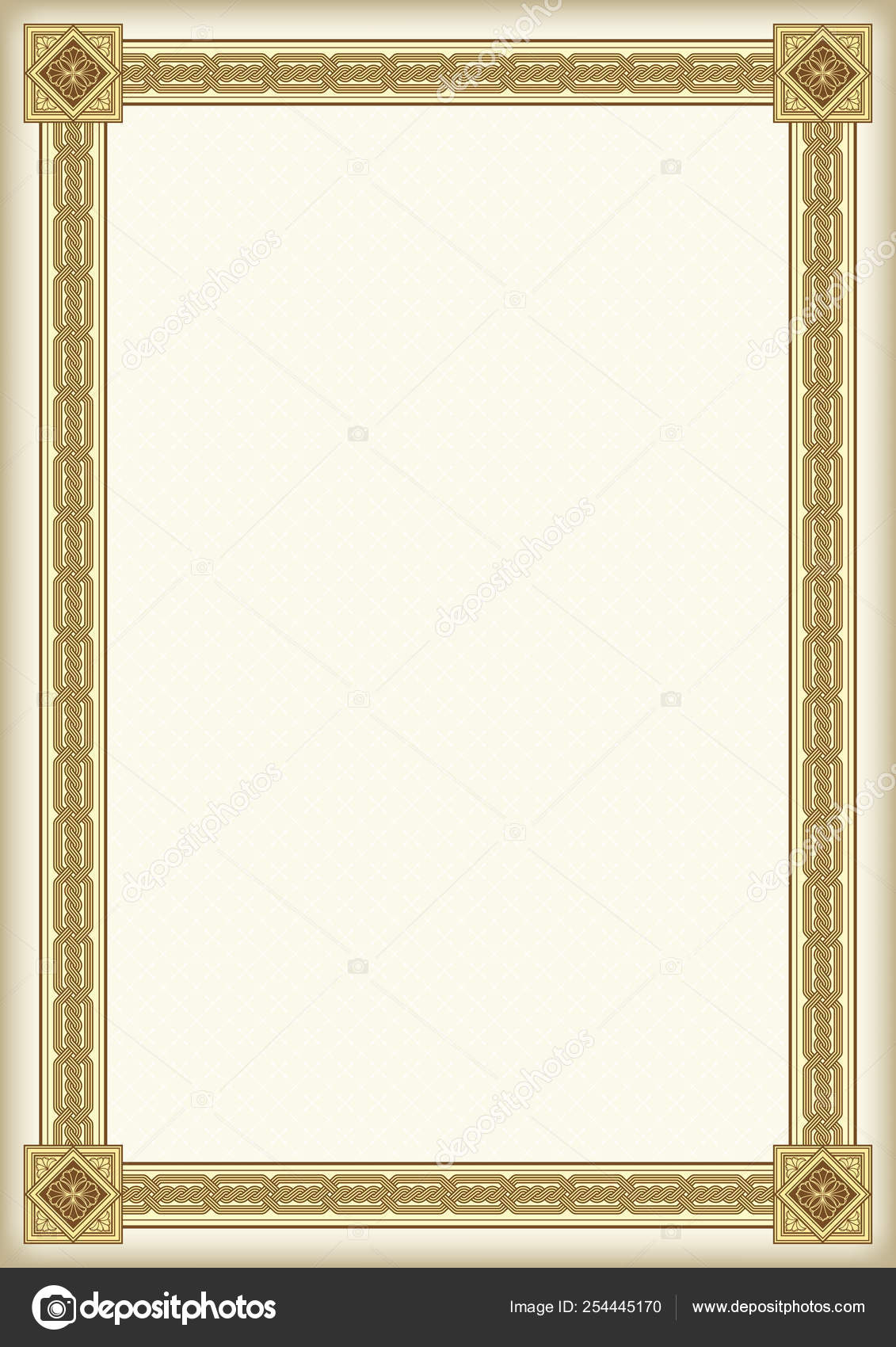 Ornate Rectangular Framework Interlaced Lines Floral Corner Elements ...