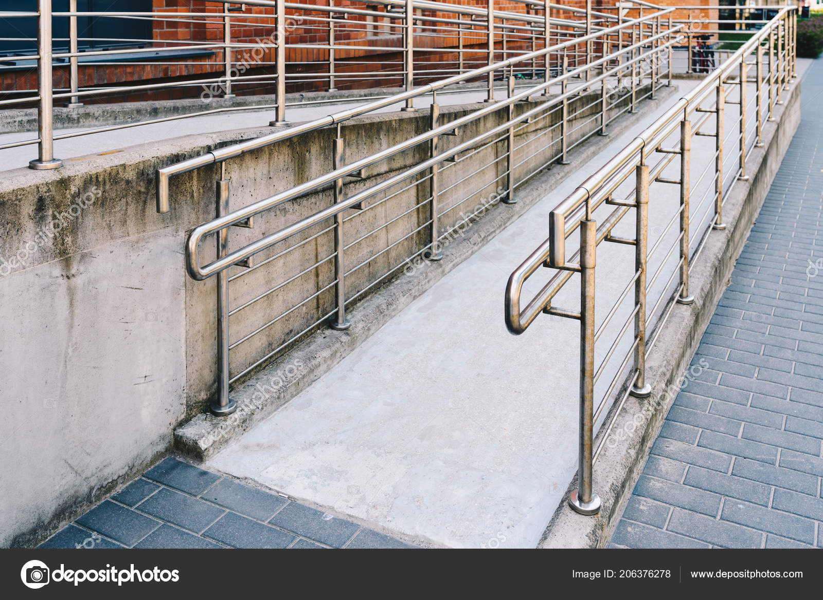 Concrete Ramp Way Stainless Steel Handrail Support Wheelchair Disabled ...