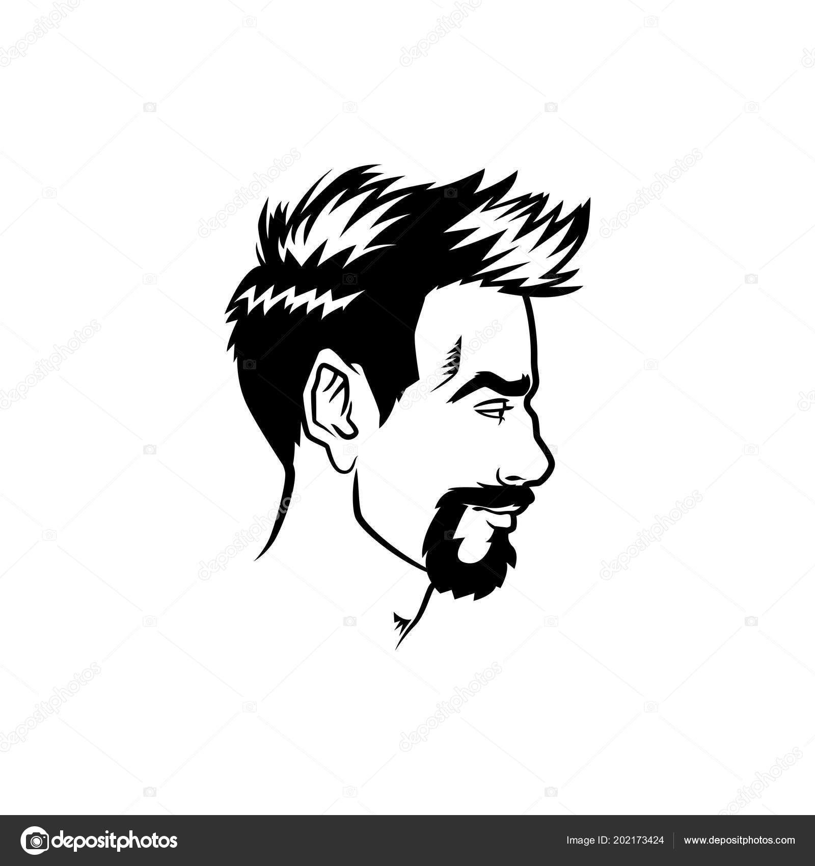Vector bearded men face profile hipster head with haircuts, mustaches ...