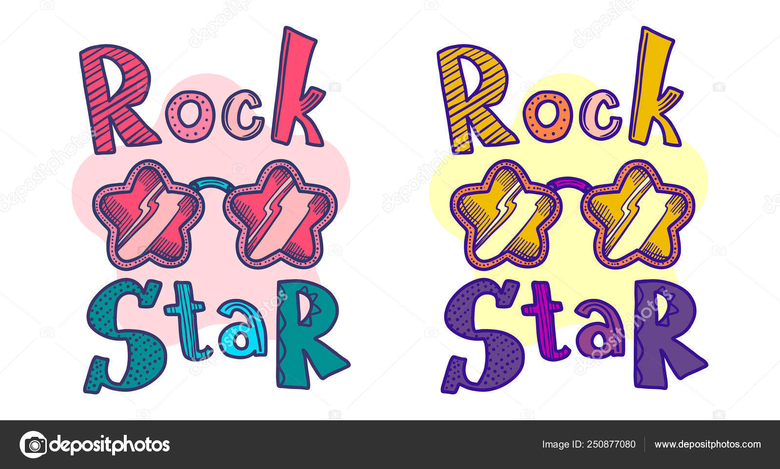 Rock Star vector hand lettering. Typographic print with fun vector ...