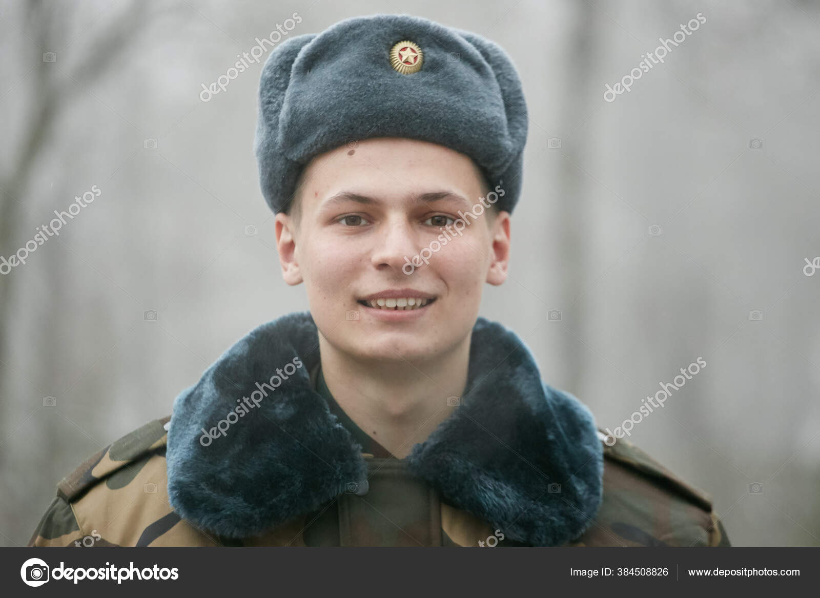 Cheerful Young Man Military Uniform Republic Belarus 2020 — Stock Photo ...