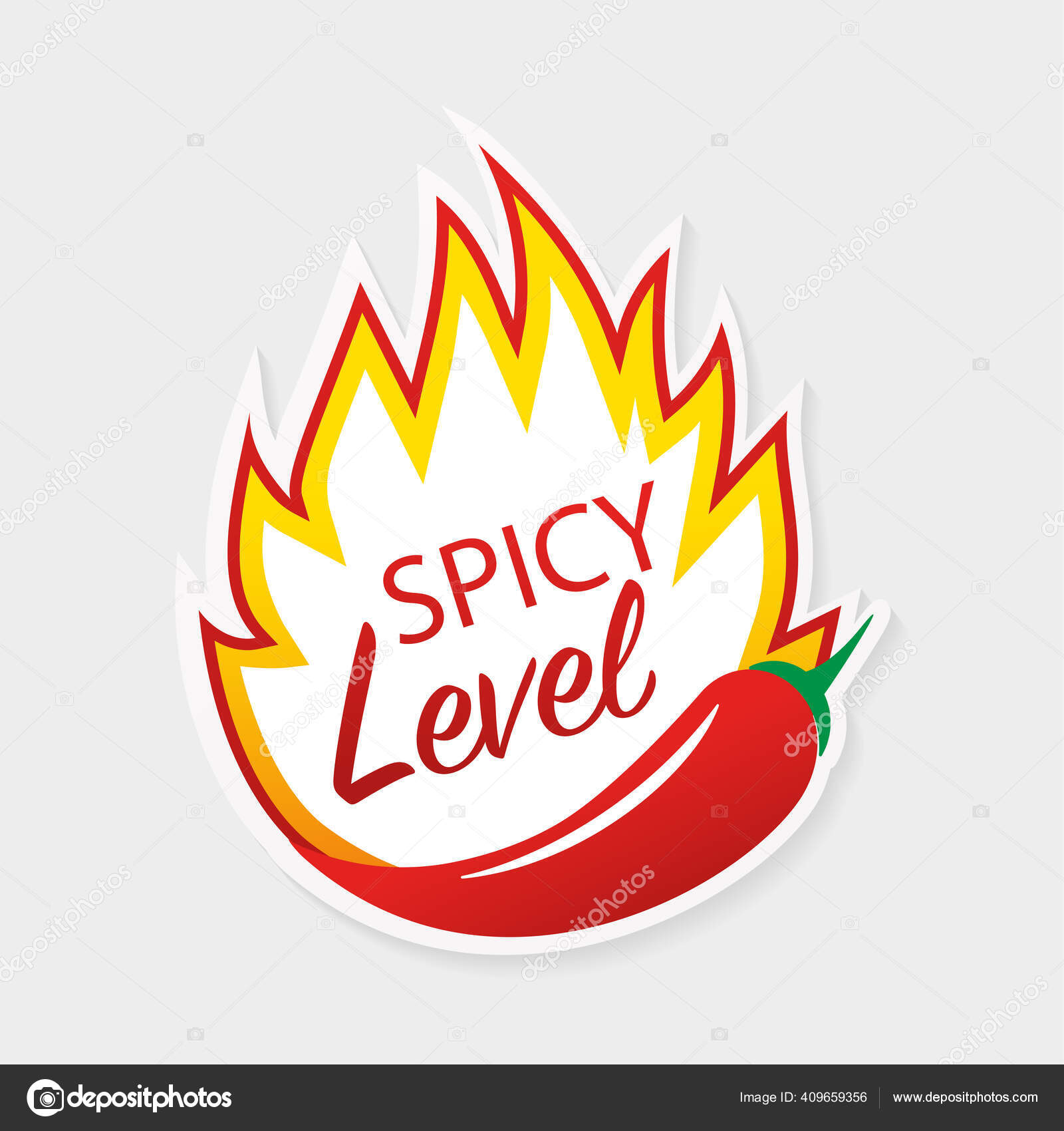 Spicy Level Sticker White Background Vector Illustration Design Burning ...
