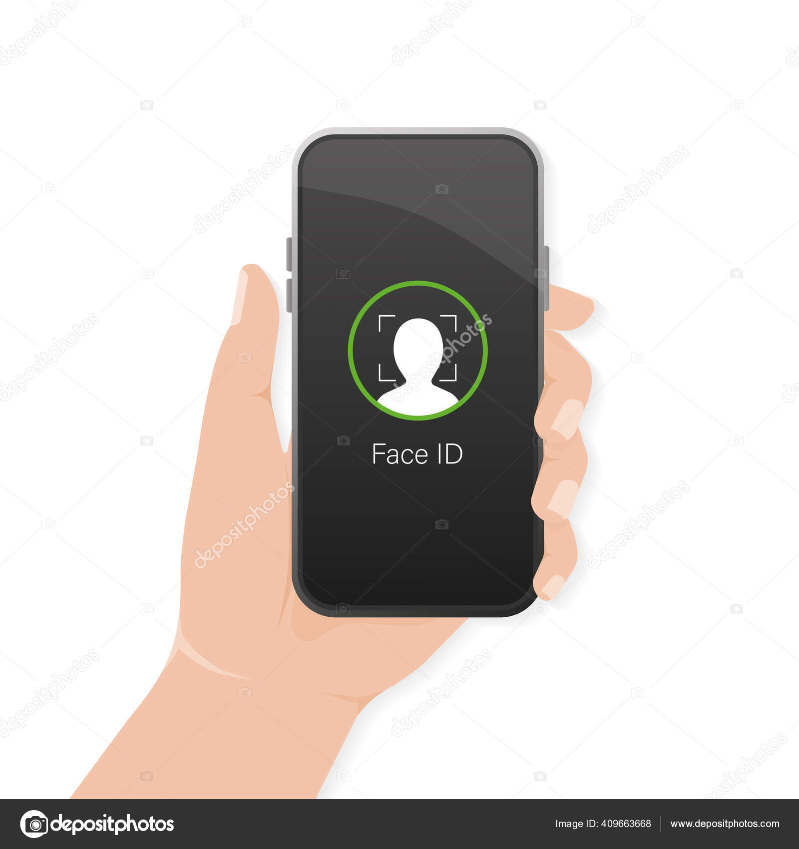 Vector Mobile Device Concept Face Recognition Mobile App Design Face ...