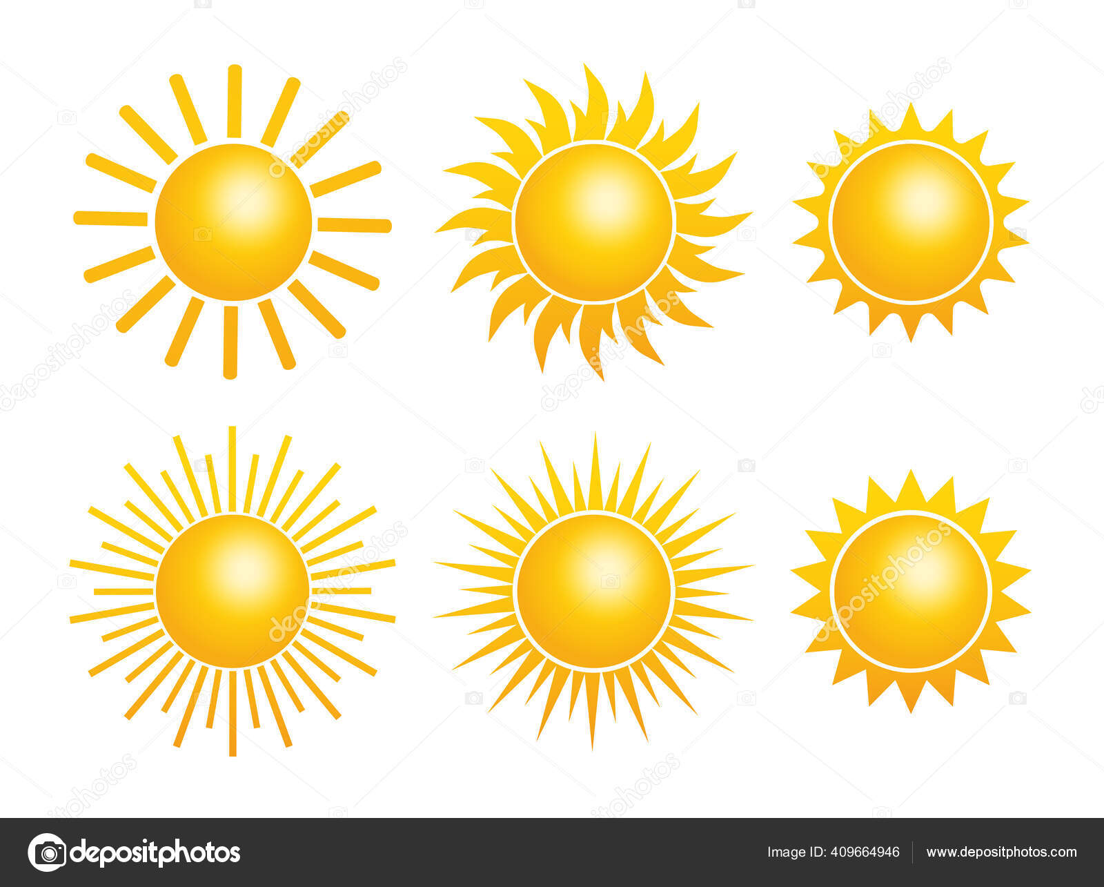 Colección Plana Icono Sol Amarillo Sobre Fondo Blanco Vector Plano ...