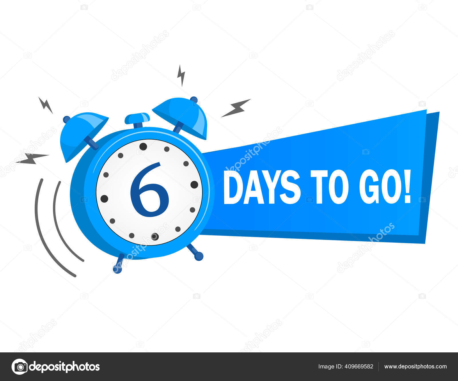 Six Days Vector Stock Illustration White Background Label Blue Alarm ...