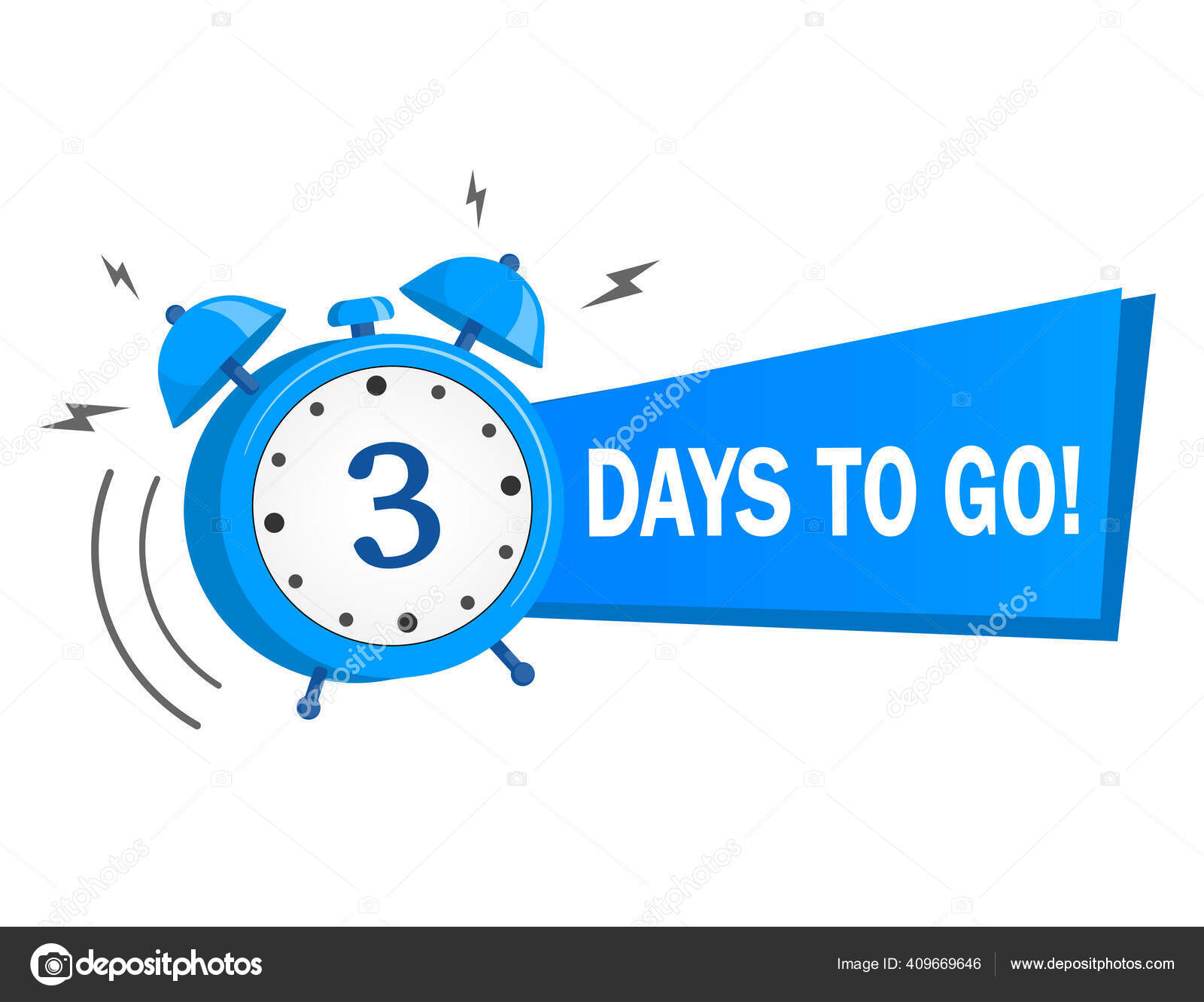 Three Days Vector Stock Illustration White Background Label Blue Alarm ...