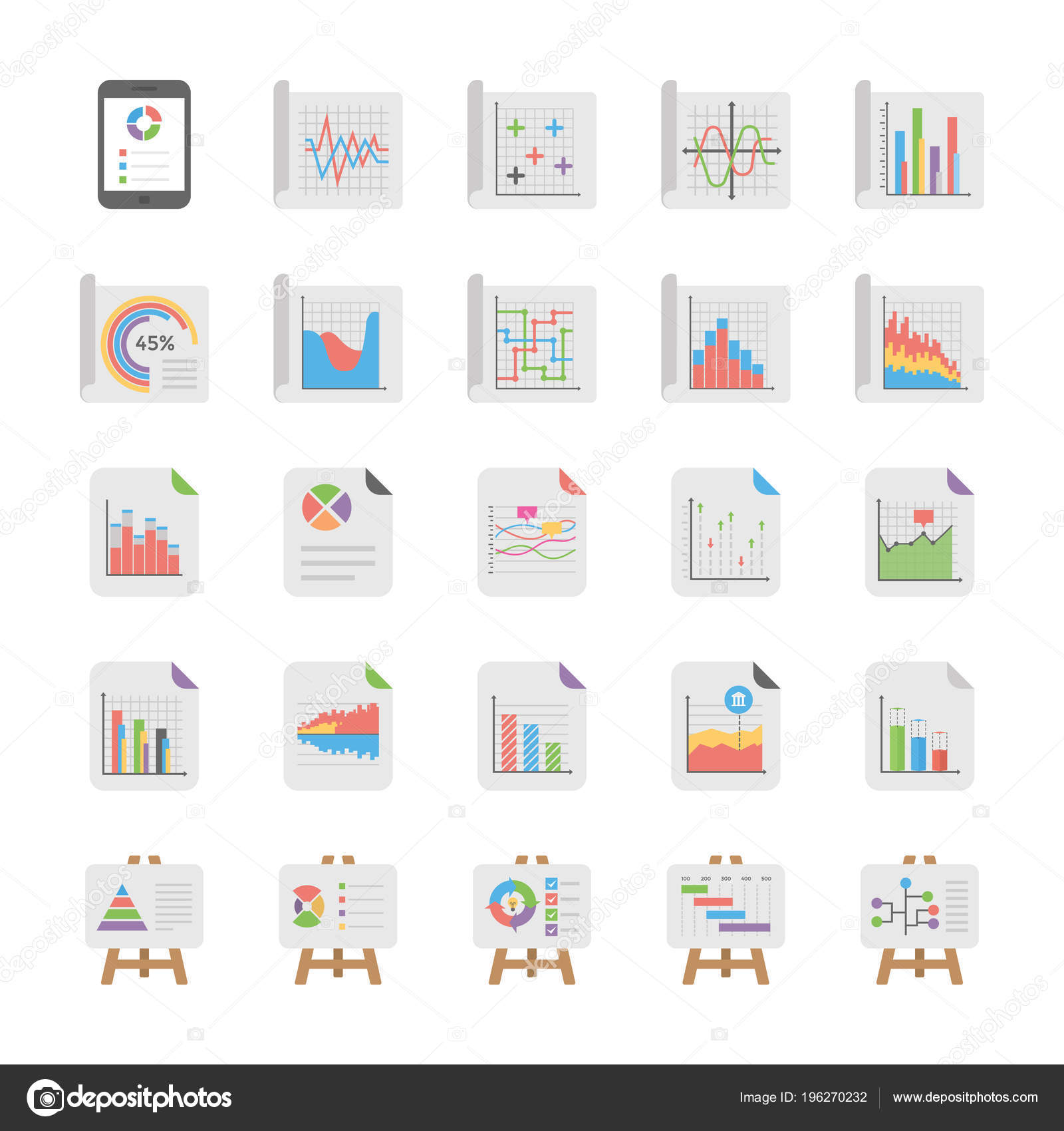 Colección Iconos Informes Diagramas Vector de Stock de ©creativestall ...