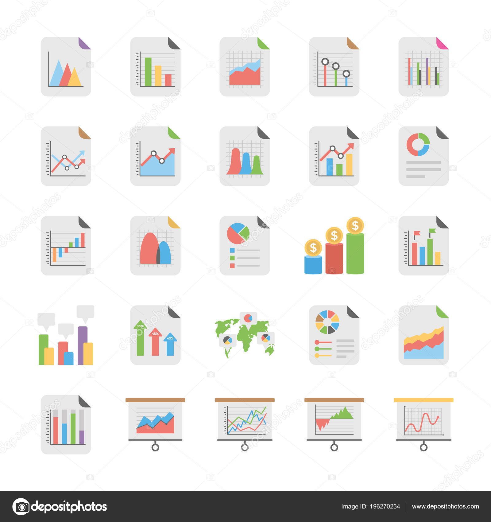 Reports Diagrams Flat Icons ⬇ Vector Image by © creativestall | Vector ...