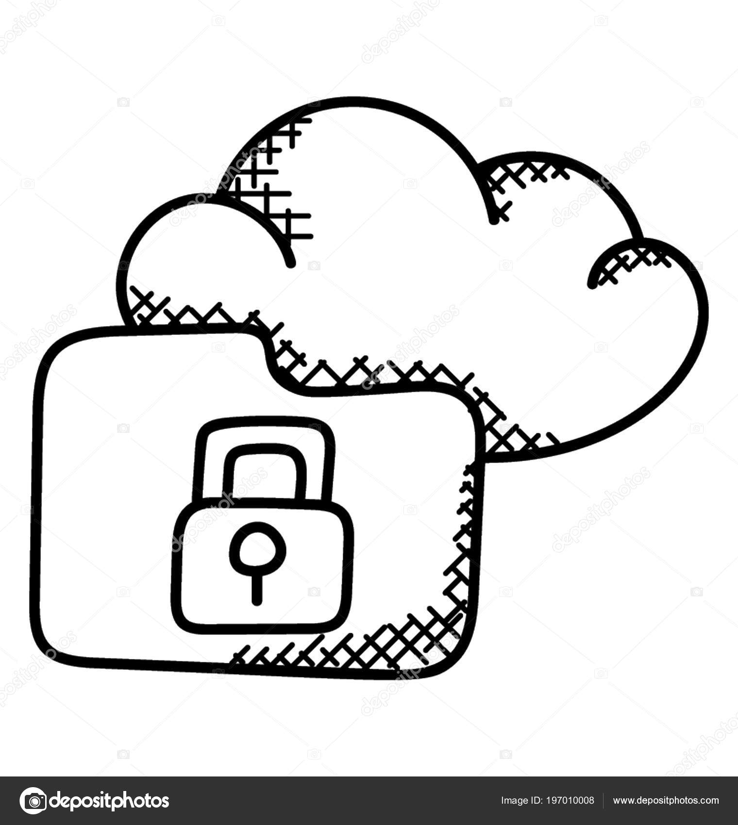 Cloud Encryption Secure Storage Concept Icon Doodle Stock Vector Image ...