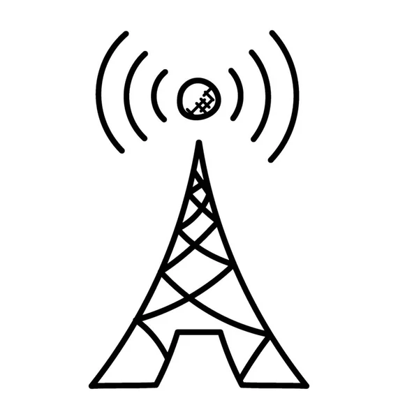 Simple Handmade Drawing Communication Tower Signal Waves Stock Vector ...