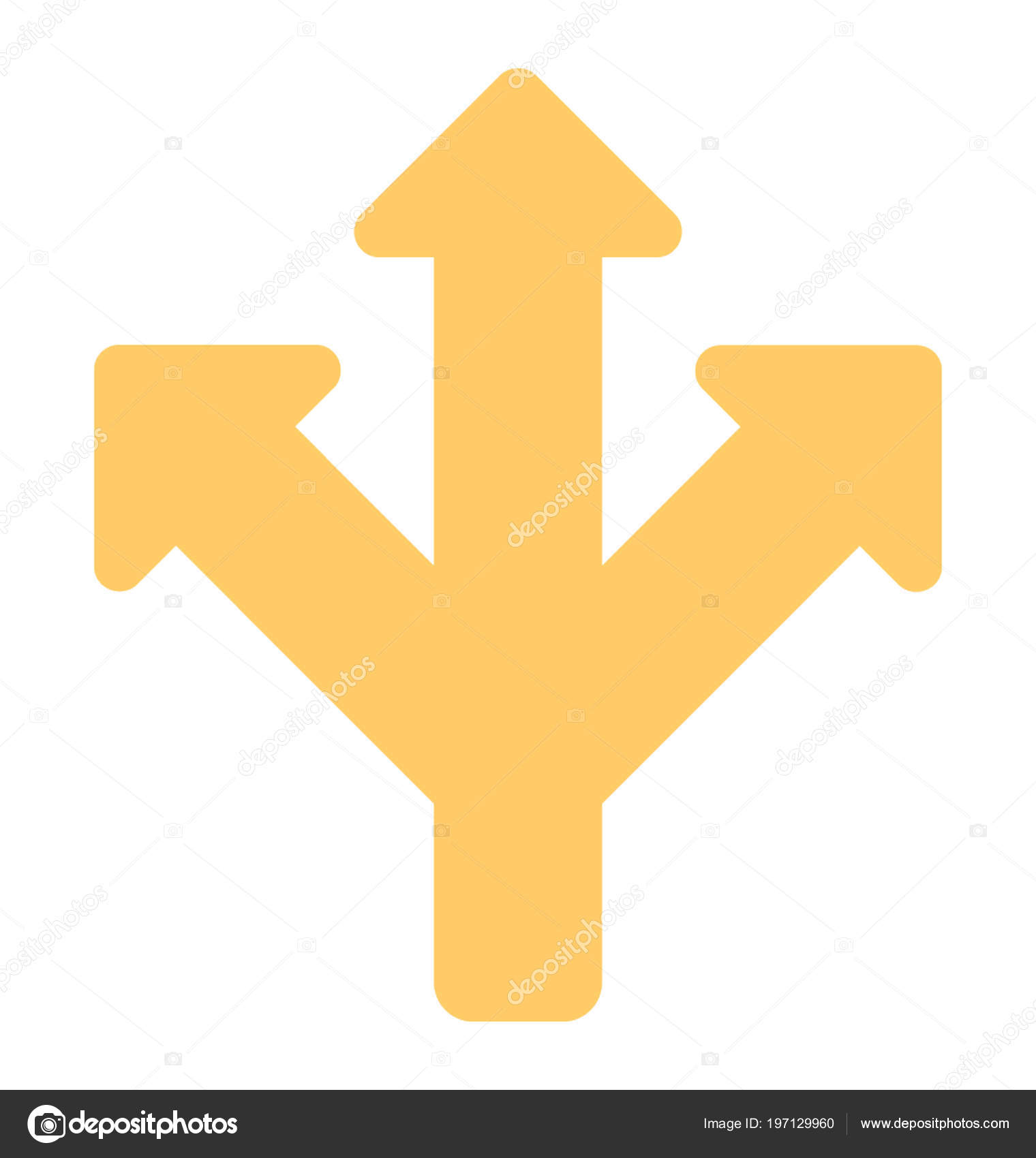 Road Splitting Three Ways Three Way Junction Sign Stock Vector by ...