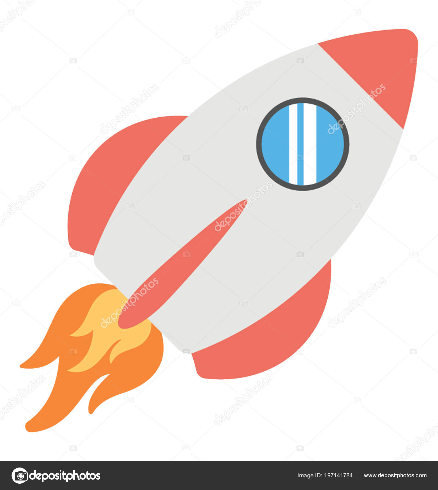 Cartoon Rocket Flat Design Icon ⬇ Vector Image by © creativestall ...