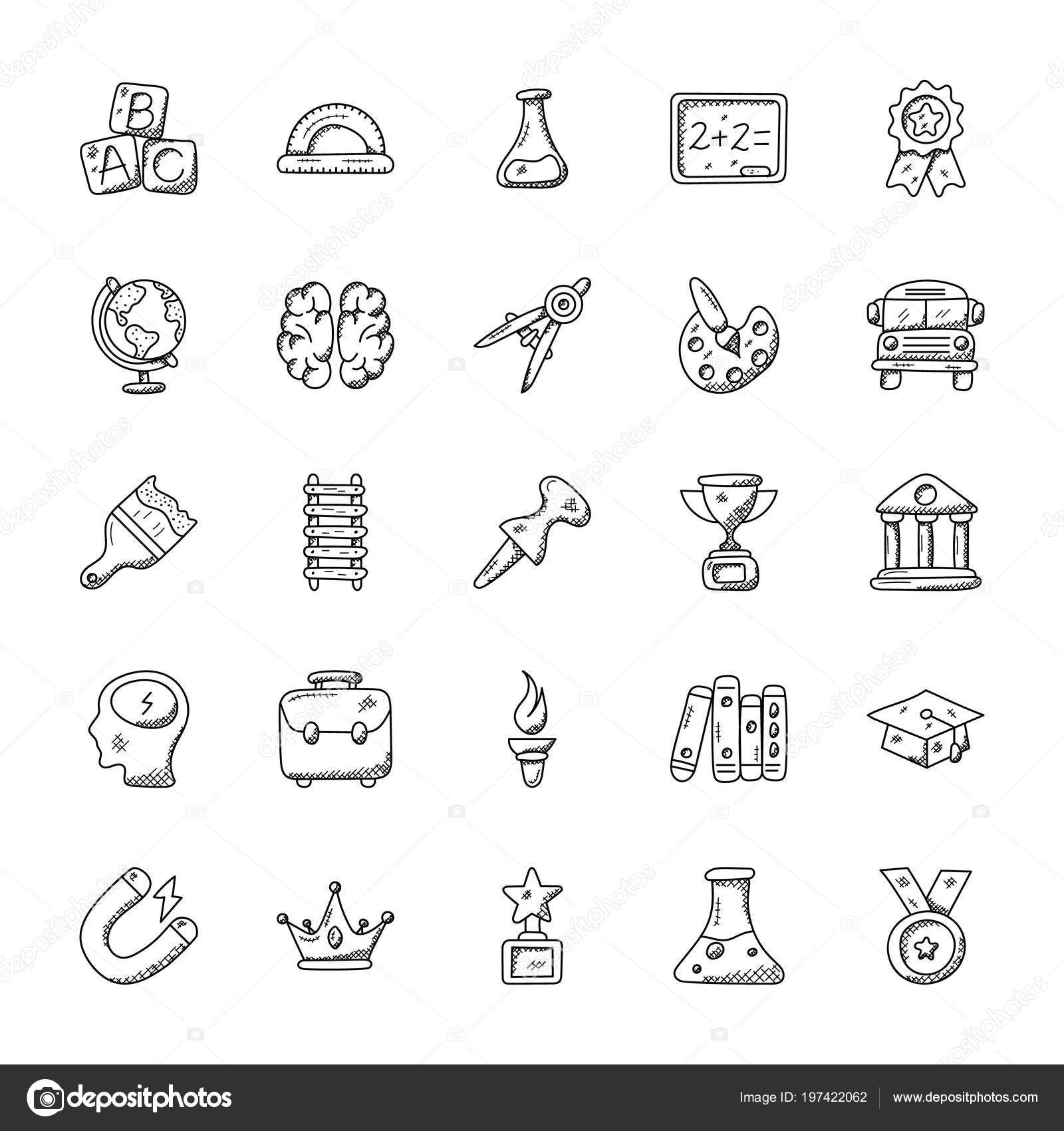 Education Doodle Vector Icons Set Stock Vector by ©creativestall 197422062