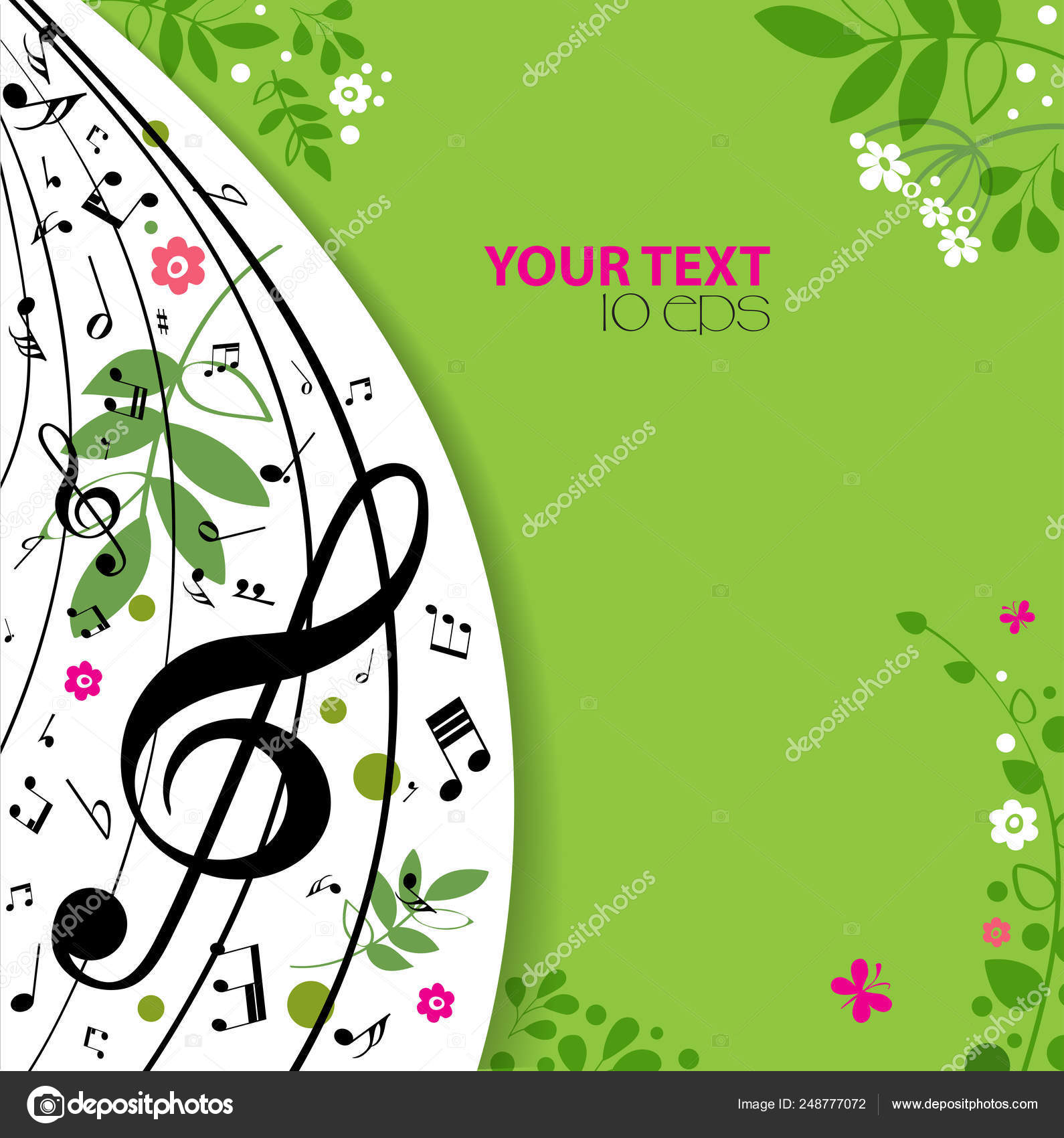 Spring Green Music Background Flowers Stock Vector Image by ©1nana1 ...