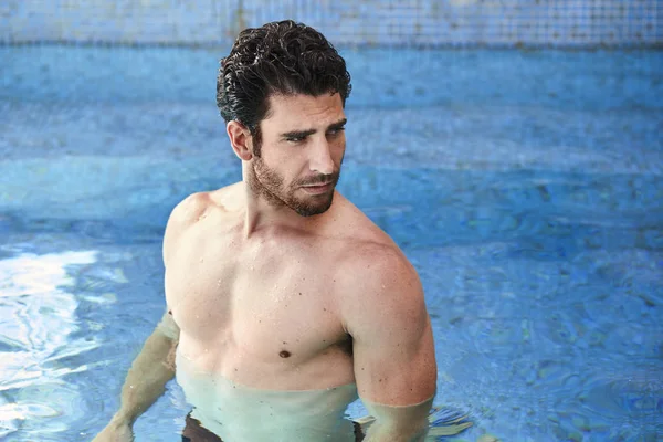 Portrait Good Looking Guy Swimming Pool Stock Photo by ©sanneberg 208854898