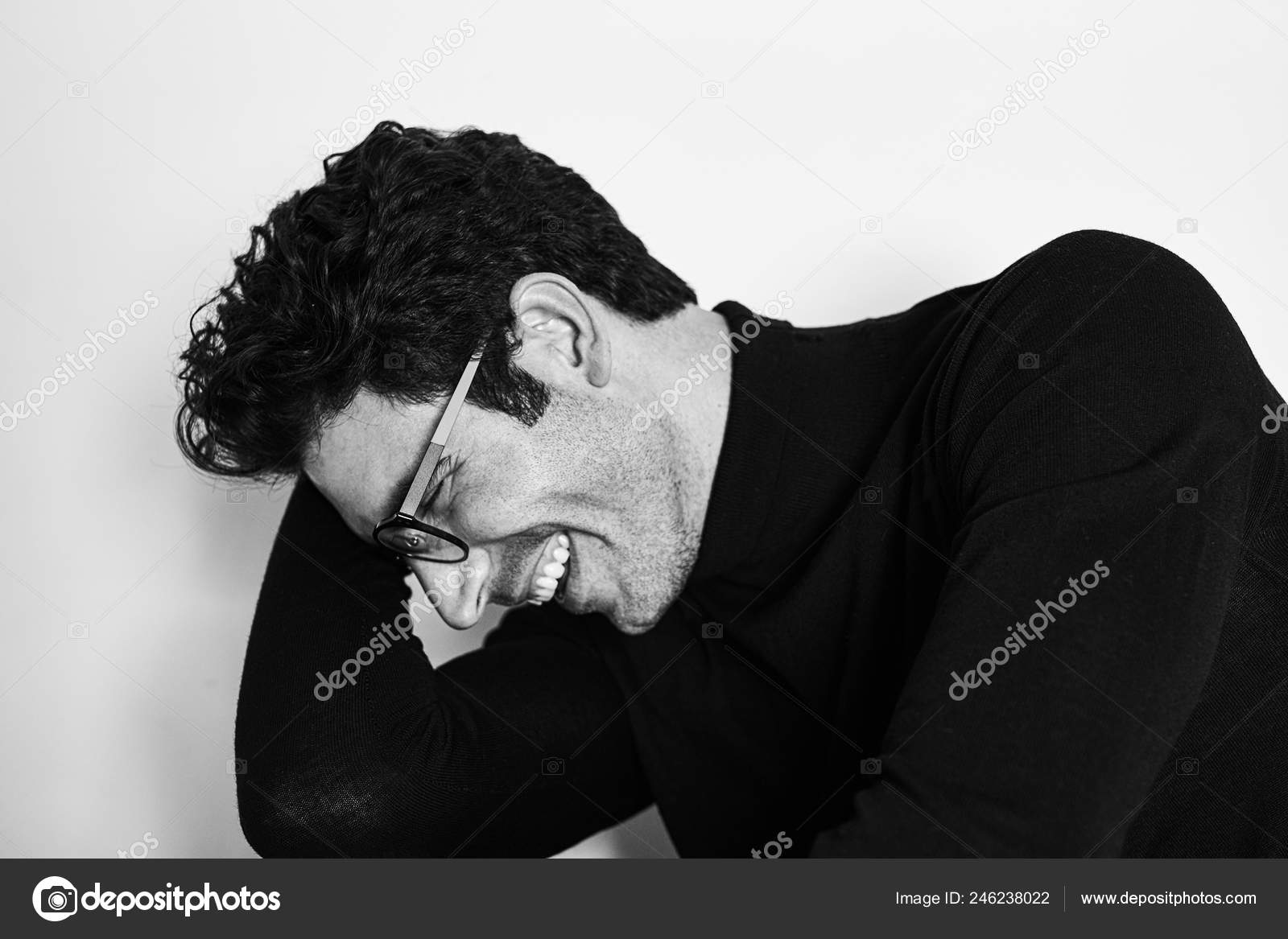Laughing Guy Studio Wearing Glasses Stock Photo by ©sanneberg 246238022