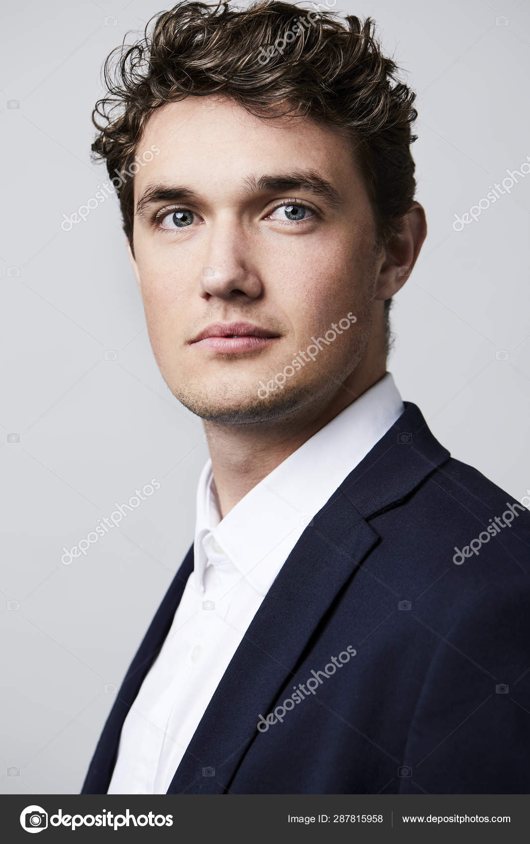Young Handsome Man Smart Suit Portrait — Stock Photo © sanneberg #287815958