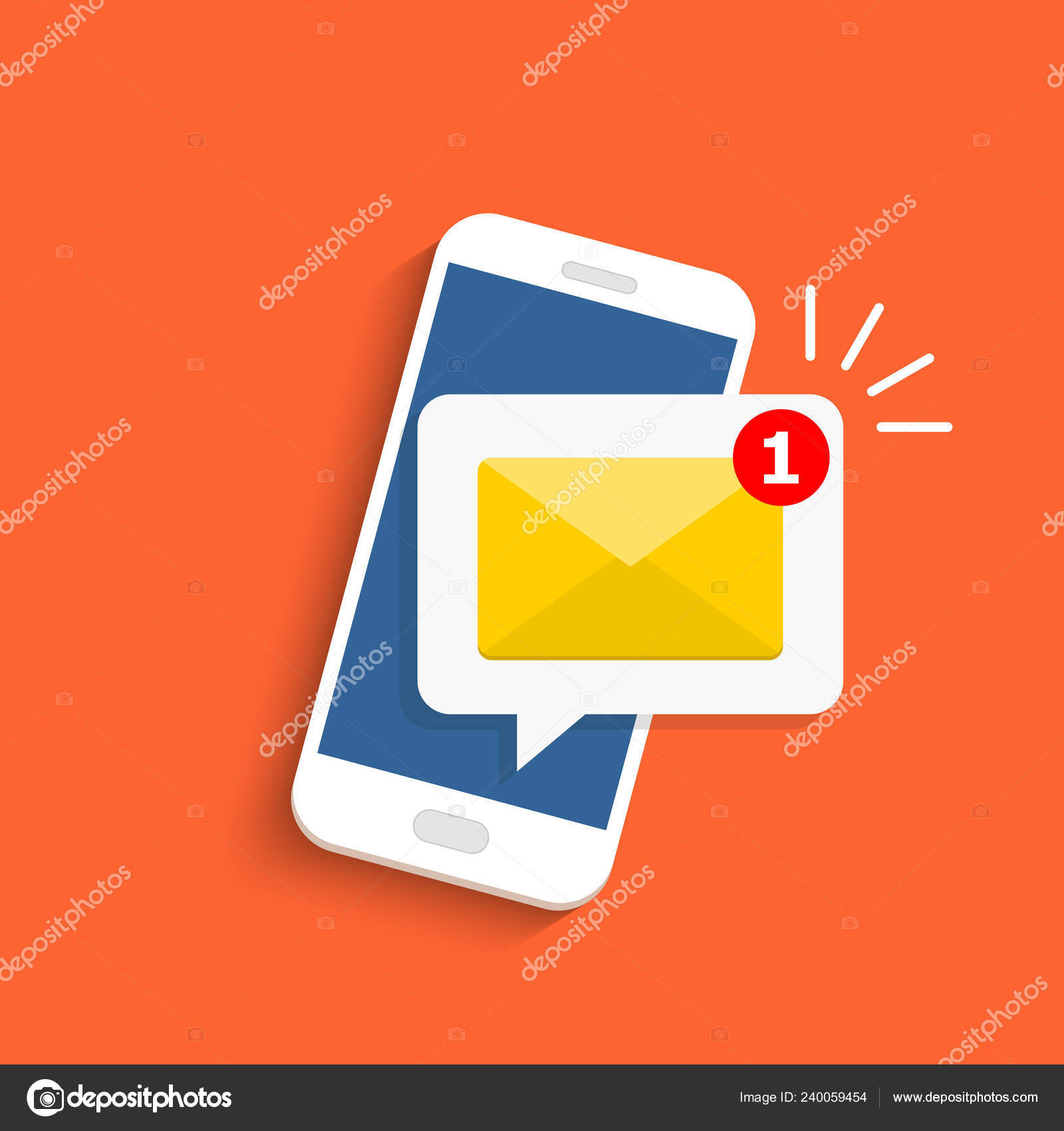 Message Icon Reminder Screen Smartphone New Email Notification Sms ...