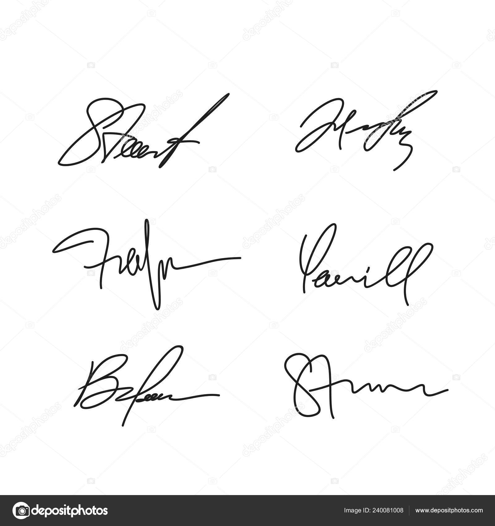 Collection Vector Signatures Samples Handwritten Autographs Vector ...