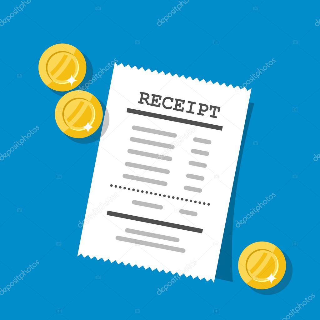 Recibo Papel Con Notas Fondo Ilustración Vectorial Aislada Estilo Plano ...