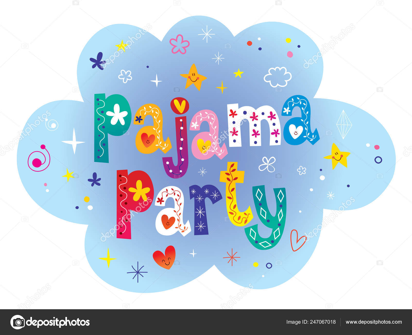 Pajama Party Unique Lettering Design Stock Vector by ©Aliasching 247067018