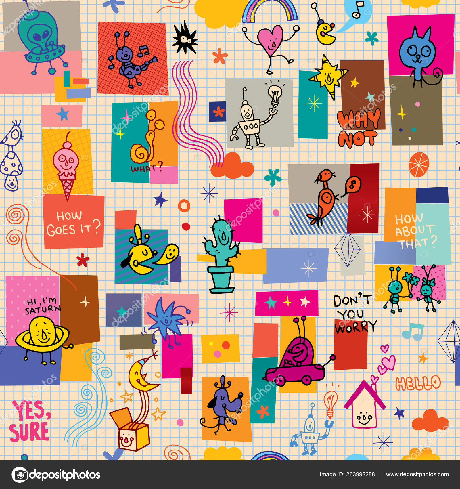Cartoon Characters Fun Seamless Pattern Stock Vector by ©Aliasching ...