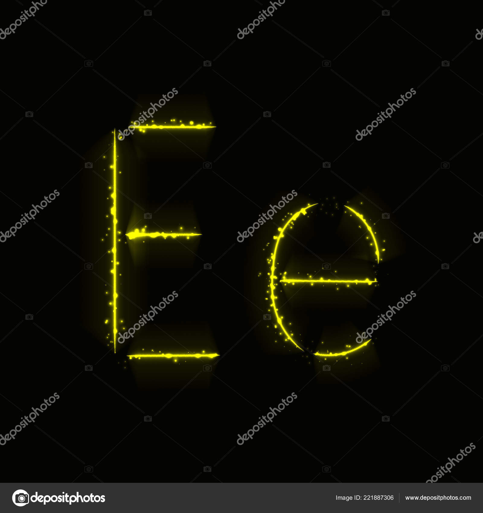 Yellow Alphabet Letters Lights Dark Background Stock Vector Image by ...