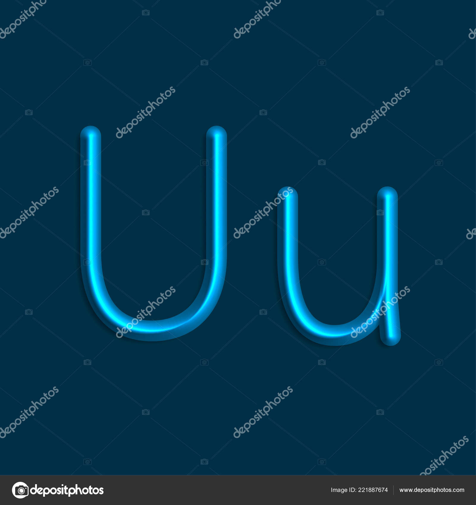 Alphabet Letters Blue Color Lights Line Smooth Shadow Stock Vector by ...