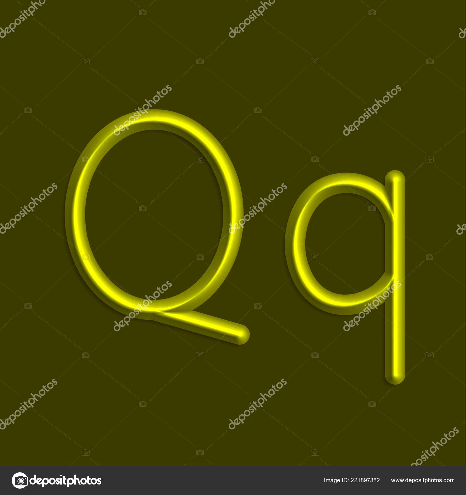 Alphabet Letters Yellow Color Lights Line Smooth Shadow Stock Vector by ...