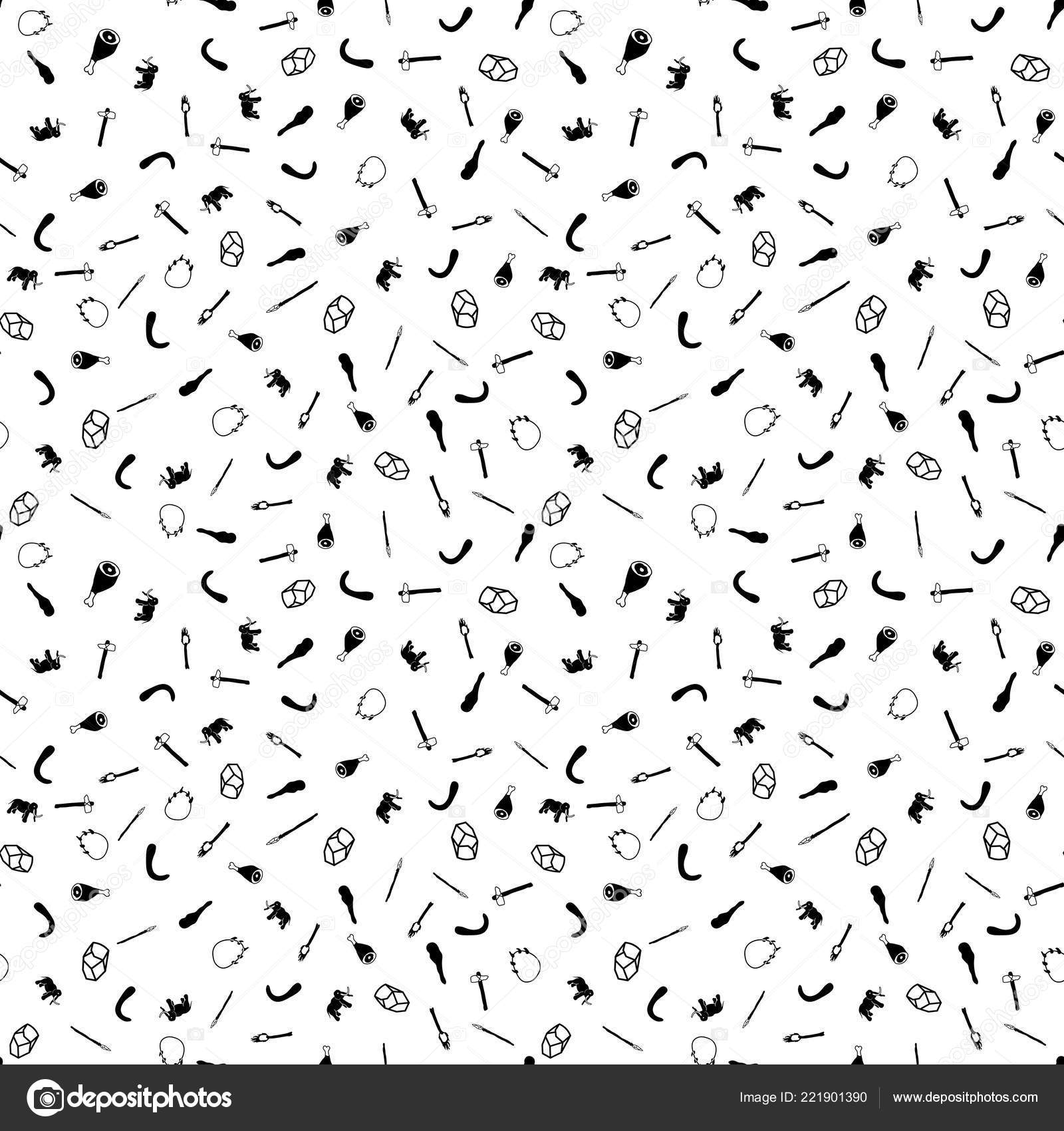 Vector Illustration Stone Age Elements Seamless Pattern ⬇ Vector Image ...
