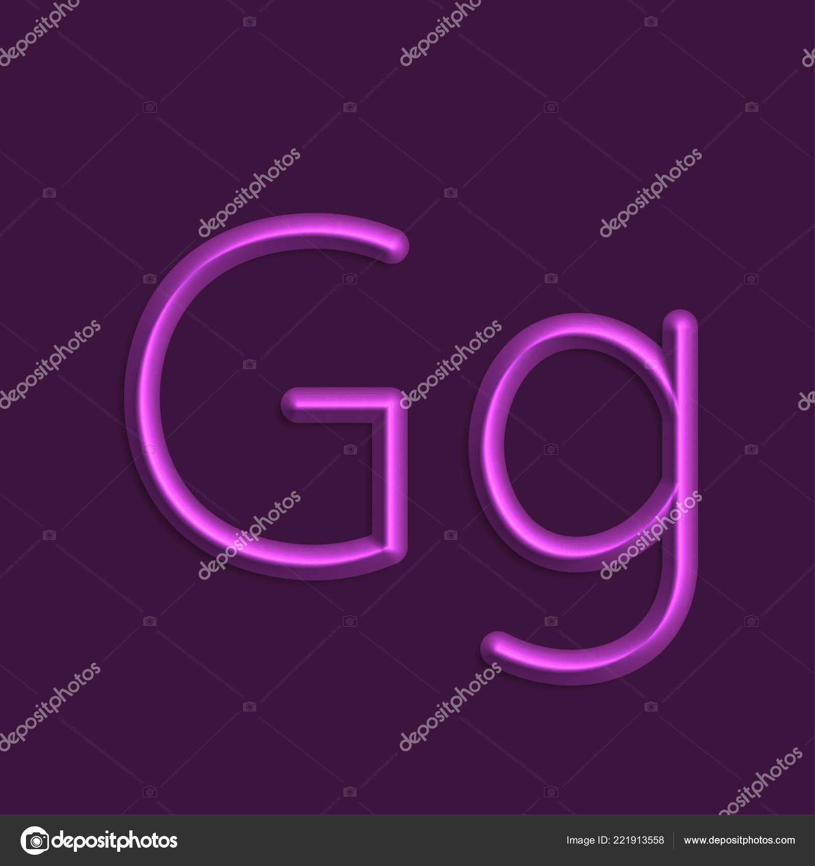 Alphabet Letters Purple Color Lights Line Smooth Shadow Stock Vector ...