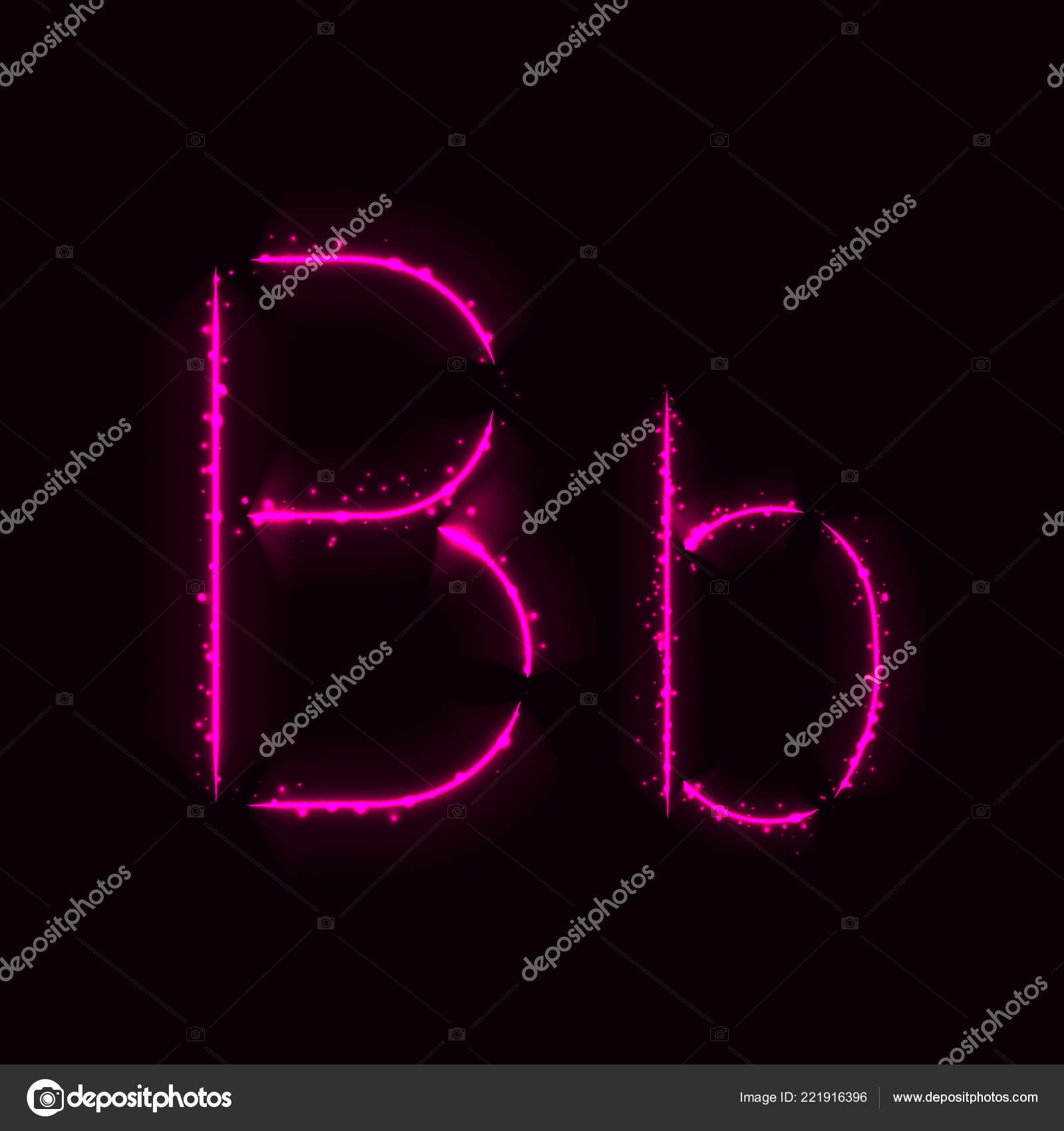 Pink Alphabet Letters Lights Dark Background Stock Vector by ...