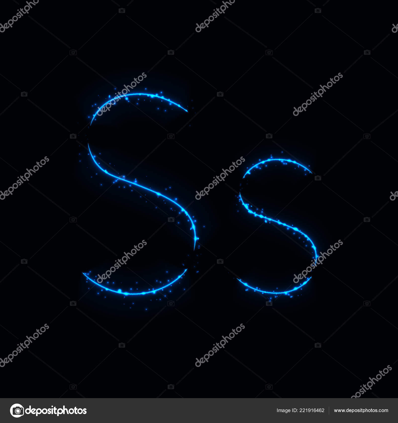 Alfabeto Azul Letras Luces Sobre Fondo Oscuro Vector de stock ...