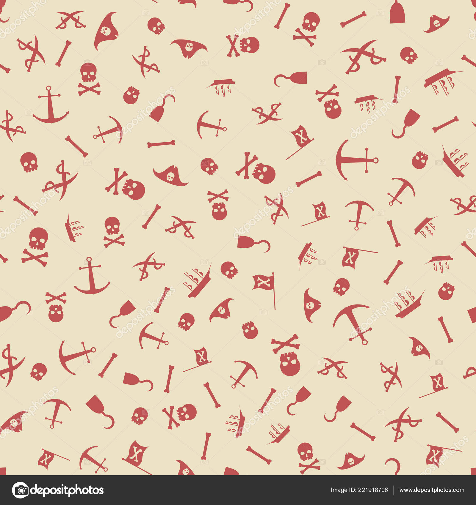 Vector Illustration Pirate Theme Seamless Background — Stock Vector ...