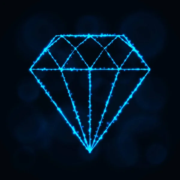 Diamond Icon Jewel Symbol Lights Silhouette Design Dark Background ...
