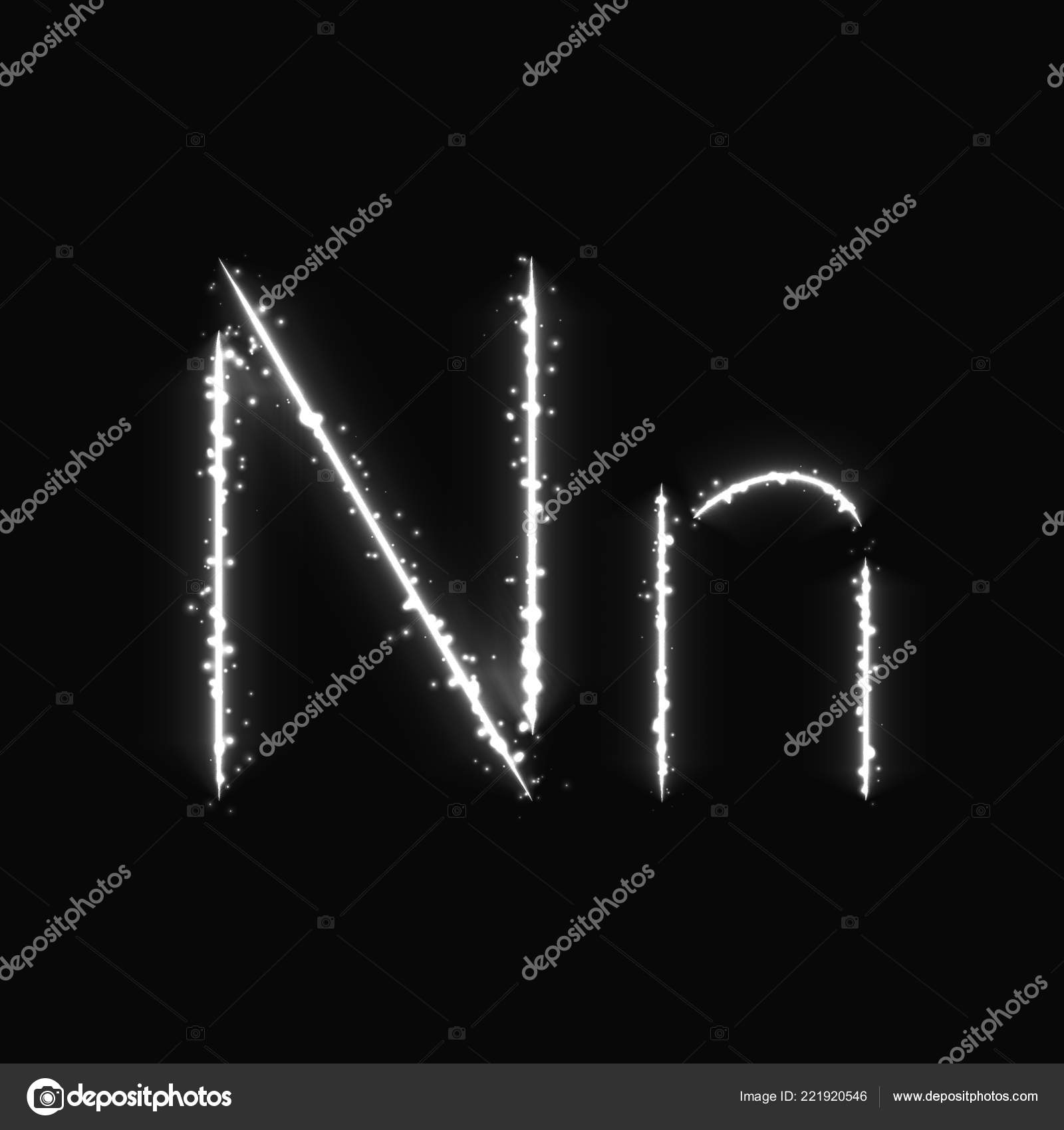 White Alphabet Letters Lights Dark Background Stock Vector by ...