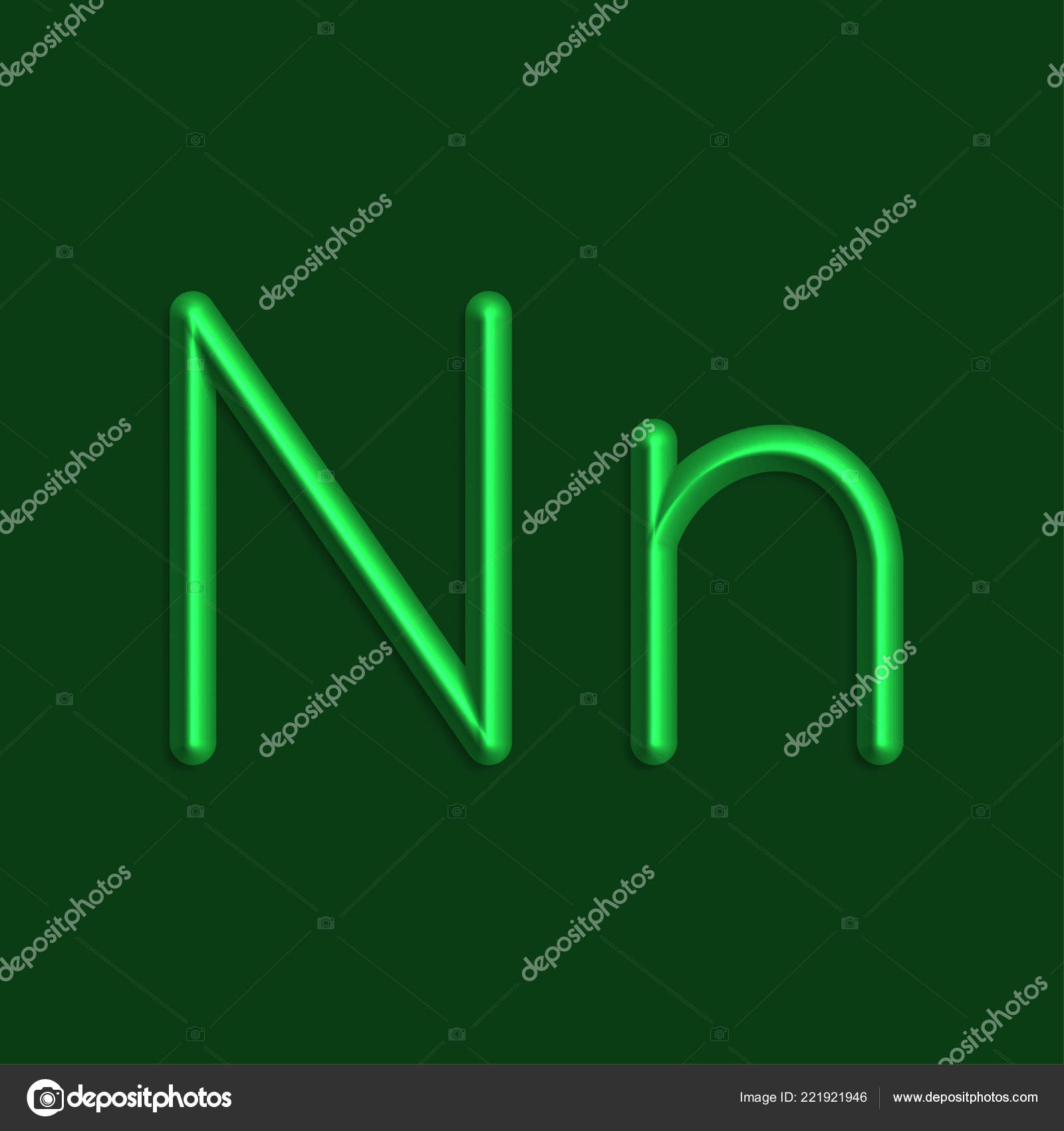 Alphabet Letters Green Color Lights Line Smooth Shadow Stock Vector by ...