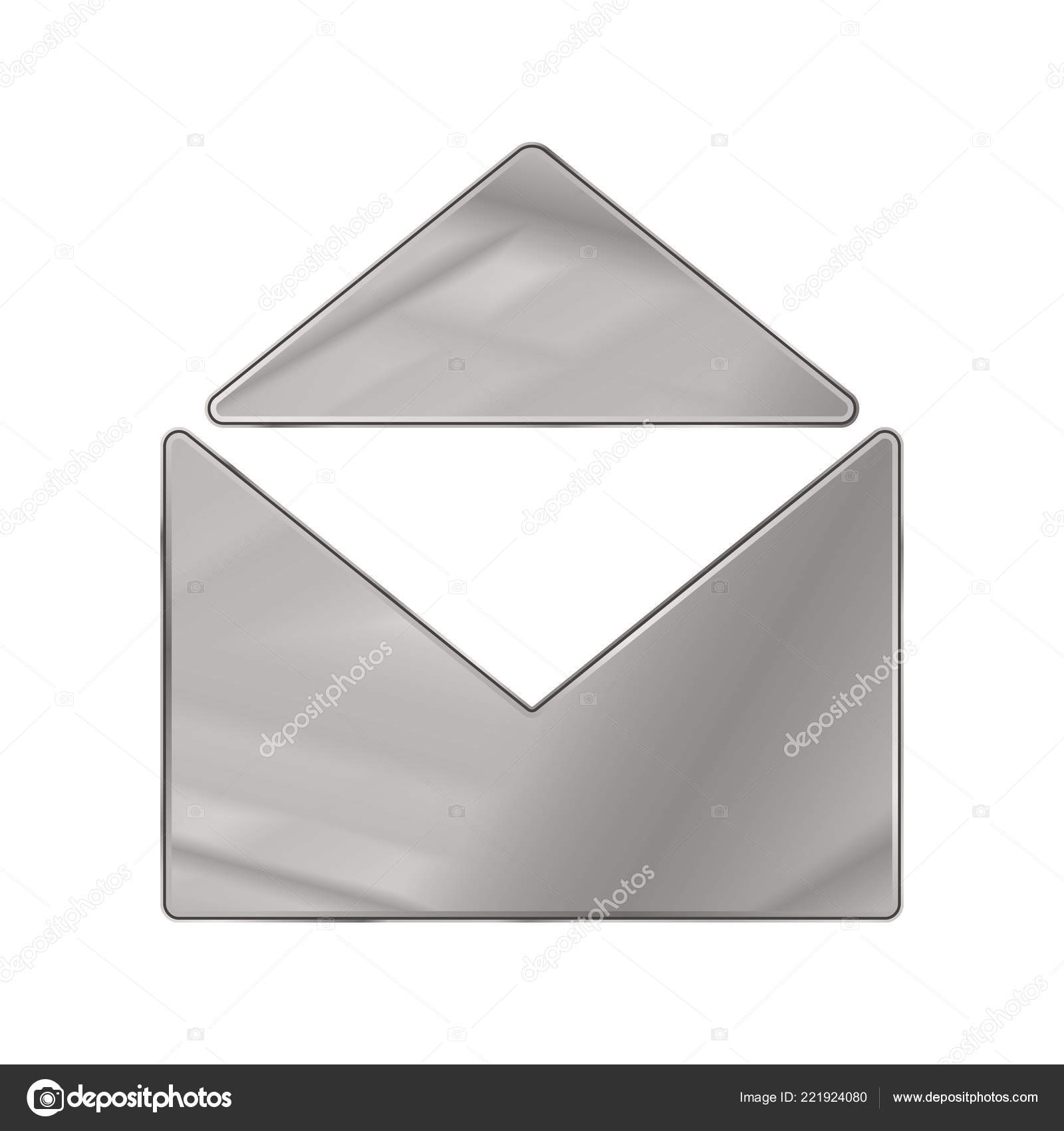 Vector Illustration Grey Open Mail Sign White Background Stock Vector ...