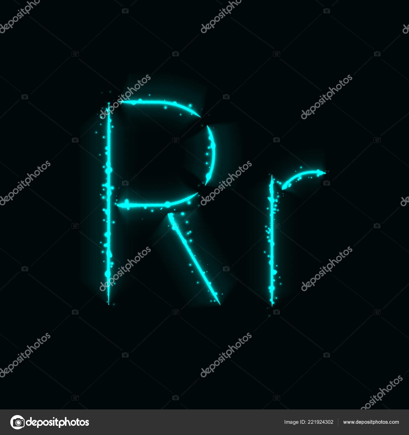 Cyan Alphabet Letters Lights Dark Background Stock Vector by ...