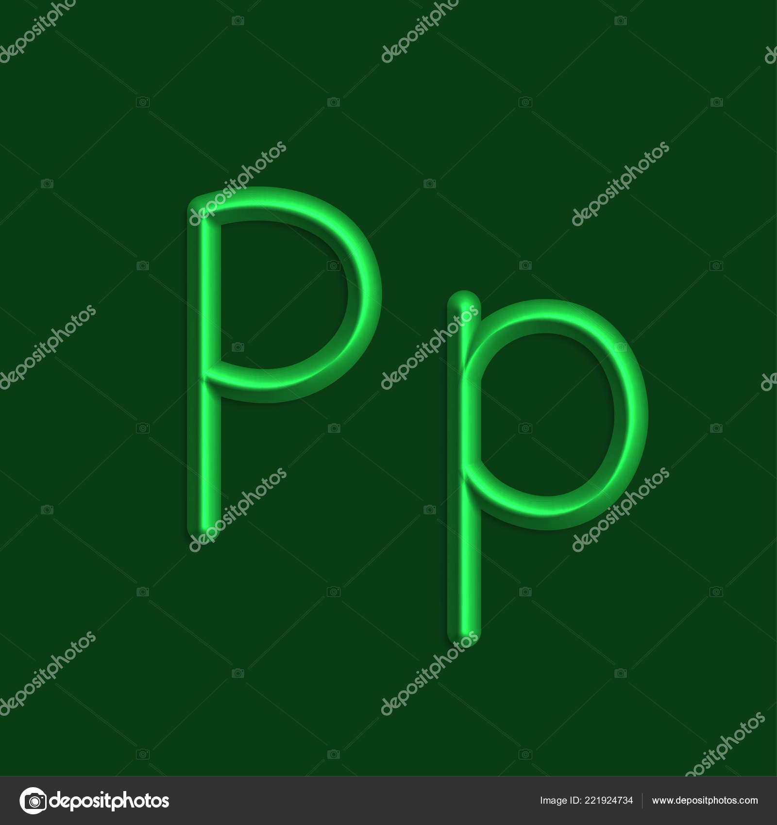 Alfabeto Letras Luces Color Verde Línea Con Sombra Suave Vector de ...