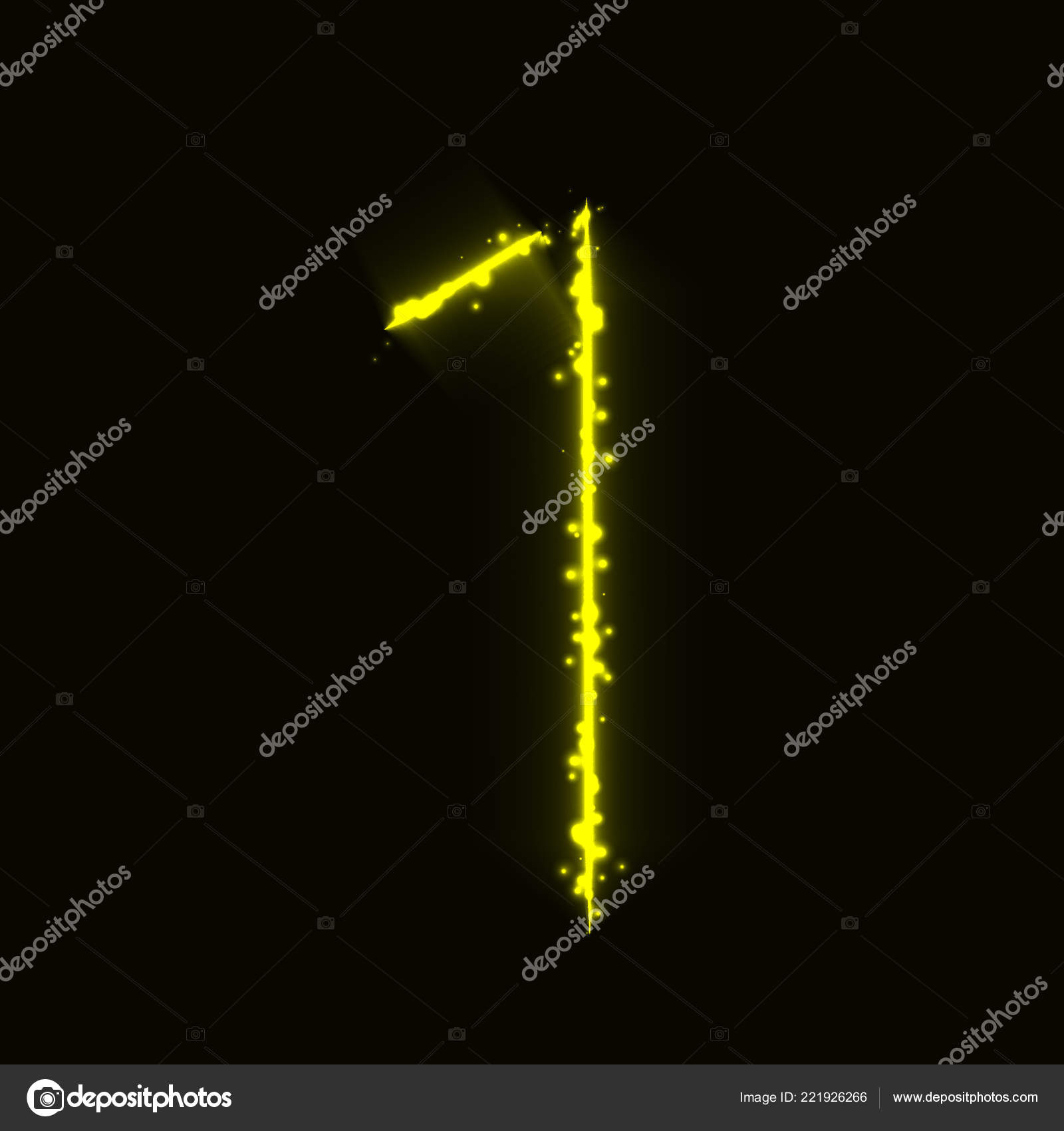 Number Symbol Yellow Lights Dark Background Stock Vector by ©InVentoriS ...