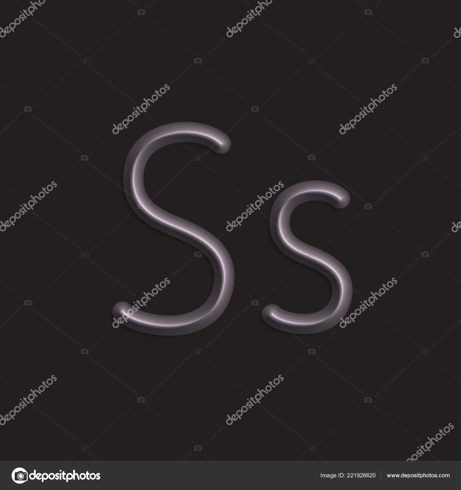 Alphabet Letters Gray Color Lights Line Smooth Shadow Stock Vector ...