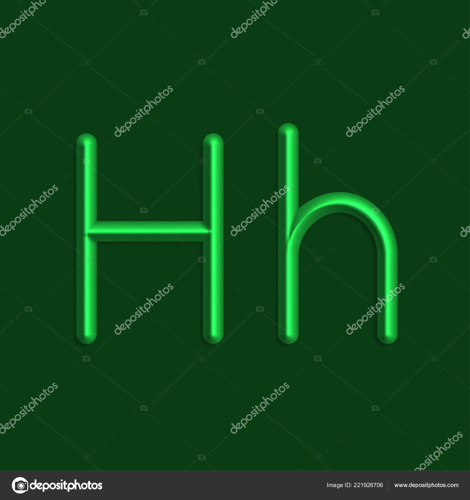 Alphabet Letters Green Color Lights Line Smooth Shadow Stock Vector ...