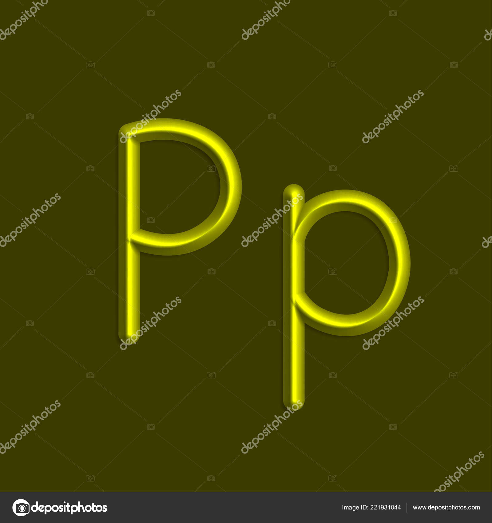 Alphabet Letters Yellow Color Lights Line Smooth Shadow Stock Vector by ...
