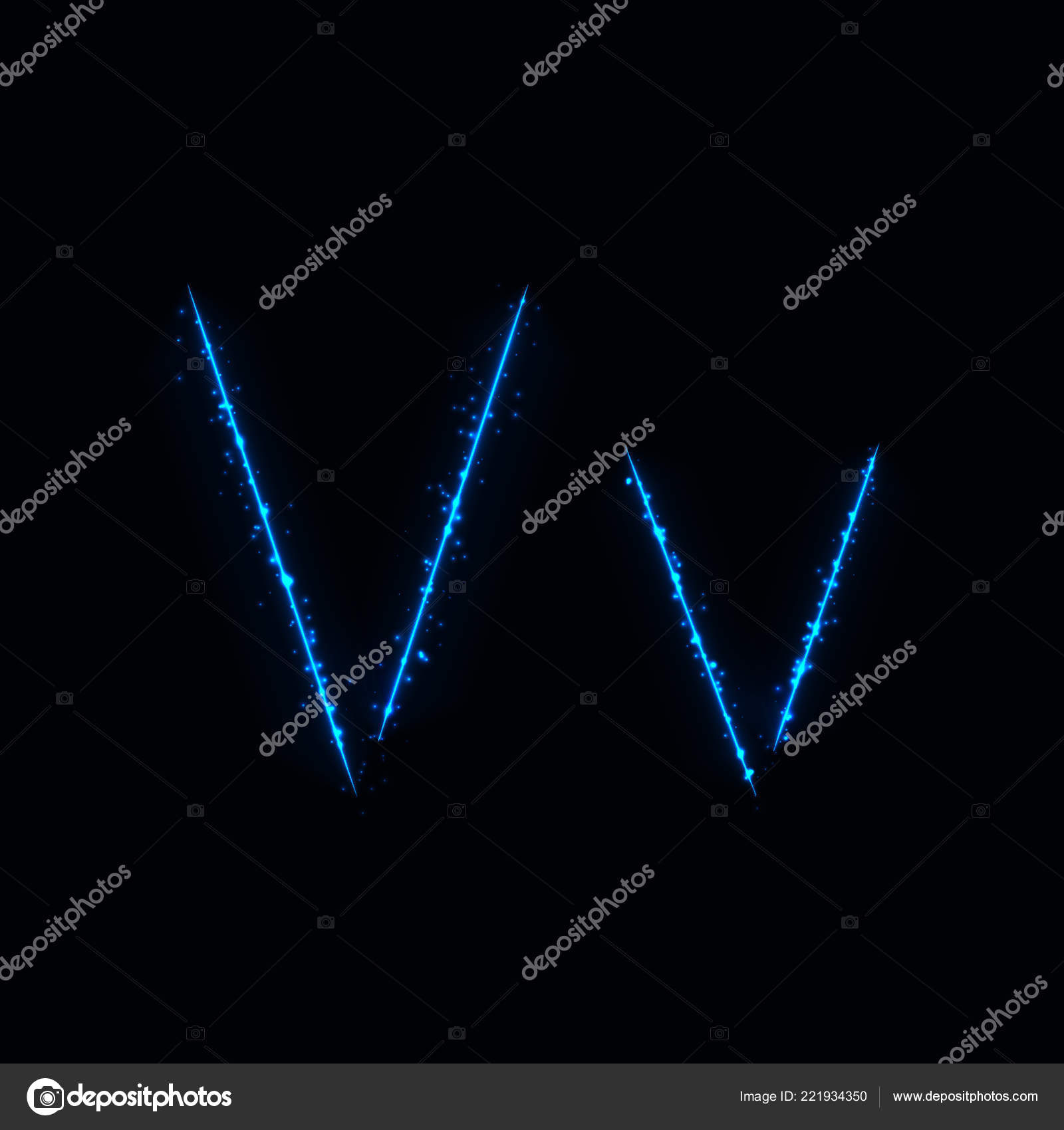 Alfabeto Azul Letras Luces Sobre Fondo Oscuro Vector de stock por ...
