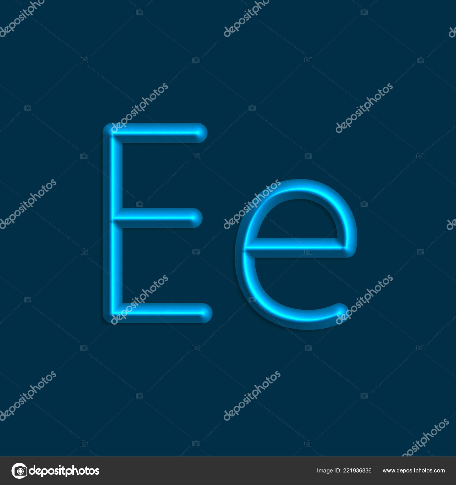 Alphabet Letters Blue Color Lights Line Smooth Shadow Stock Vector by ...