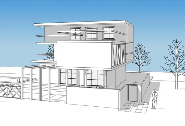 Modern House Module Architectural Concept Illustration Stock Photo by ...